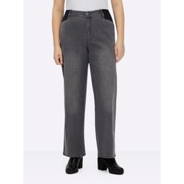 sheego Damen Jeans mit weitem Bein und Stretch-Einsätzen, anthrazit-grey-denim, Größe 56