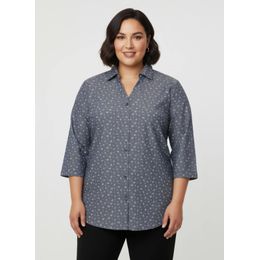 sheego Große Größen Jeansbluse mit Schmetterlings-Druck, blue-bleached, Größe 50 - Damen