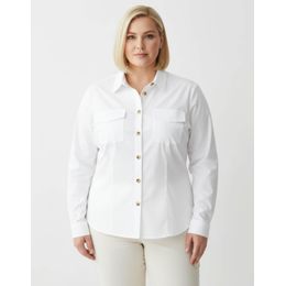 sheego Große Größen Hemdbluse mit Zier-Pattentaschen, weiß, Größe 36 - Damen