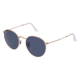 Ray-Ban RB 3447 | Unisex-Sonnenbrille | Fassung: Vollrand, Rund, Metall, Rot Gold | Glasfarbe: Blau