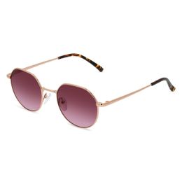 Fielmann BD 522 SUN CL | Unisex-Sonnenbrille | Fassung: Vollrand, Panto, Edelstahl, Rosegold Glänzend | Glasfarbe: Violett Verlaufend