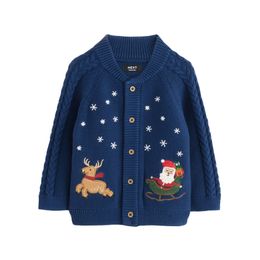 next Strickjacke 'Christmas' Jungen Gr&ouml;&szlig;e 68 navy / dunkelgr&uuml;n / rot / wei&szlig;