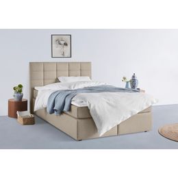 Boxbett Inosign "Ovalo", beige, creme, B:154cm L:230cm, Komplettbetten, Boxspringbett, wahlweise mit Bettkasten, in H2, H3 & H4 erhältilich, Topseller
