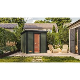 Saunahaus Weka "Kaapi 3", anthrazit, Saunaofen, externe Steuerung, 9 kW, Saunen, Blockbohlen aus Fichtenholz