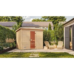 Saunahaus Weka "Kaapi 4", naturbelassen, Kompakt-Ofen, integrierte Steuerung, 9 kW, Saunen, Blockbohlen aus Fichtenholz
