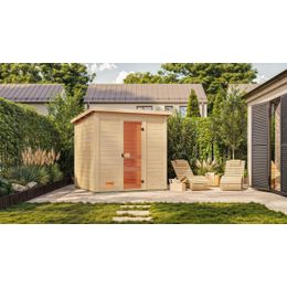 Saunahaus Weka "Kaapi 3", naturbelassen, Saunaofen, externe Steuerung, 9 kW, Saunen, Blockbohlen aus Fichtenholz
