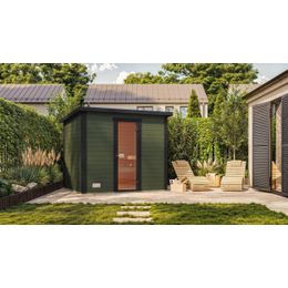 Saunahaus Weka "Kaapi 4", anthrazit, Bio-Kombiofen, externe Steuerung, 9 kW, Saunen, Blockbohlen aus Fichtenholz