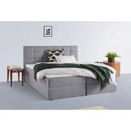 Boxbett Inosign "Ovalo", grau, B:174cm L:230cm, Komplettbetten, Boxspringbett, wahlweise mit Bettkasten, in H2, H3 & H4 erhältilich, Topseller