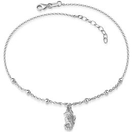 Fußkette mit Anhänger Firetti "Schmuck Geschenk Silber 925 Körperschmuck Kugeln Seepferdchen", silberfarben, Fußketten, Silber 925 (Sterlingsilber), Made in Germany