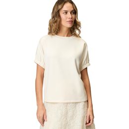 Sweatjacke Zero "Zero Damen Sweat-T-Shirt mit gerafften Ärmeln", Damen, Gr. 34, gelb (eggnog), Sweatware, Obermaterial: 49% Polyester (recycled), 46% Viskose, 5% Elastan. Ärmelfutter: ohne Futter., unifarben, Casual, figurbetont lang, Rundhals, Bündchen mit Gummizug, Sweatjacken, weiteres Detail