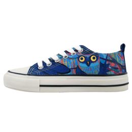 DOGO Damen Ballerina "Liria Low-Top Sneaker Feathers Of The Owl Damen Sneaker", Gr. 39blau, Textil, Schuhe, Handgefertigt