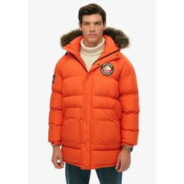 Steppjacke Superdry "EVEREST LONGLINE BAFFLED PARKA", Herren, Gr. L, bold orange, Web, Obermaterial: 100% Polyester, unifarben, oversize, Jacken