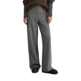 Marc O'Polo Jerseyhose MARC O'POLO "aus kompaktem Interlockjersey", Damen, Gr. S, Normalgrößen, rocky grau melange, Obermaterial: 72% Baumwolle, 28% Polyester, unifarben, relaxed fit normal, Hosen