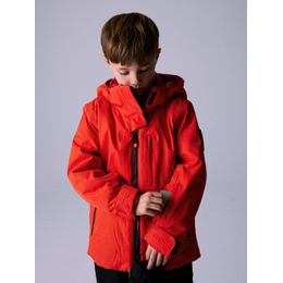 Skijacke name it "NKNSLOPE10 JACKET SKI EDITION FO NOOS", Kinder, Gr. 128, rot (fiesta), Web, Obermaterial: 100% Polyester, kontrastfarbene Details, unifarben, regular fit normal, mit Riegel,verstellbar Windstopperb&uuml;ndchen, Jacken Skijacke, Skipasstasche, Recco-Reflektor, winddicht, wasserdicht