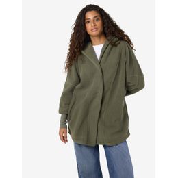 Kapuzensweatjacke Noisy may "NMCOZY L/S LONG SHACKET W HOOD JRS NOOS", Damen, Gr. L, kalamata, Sweatware, Obermaterial: 100% Polyester, unifarben, relaxed fit normal, V-Ausschnitt, Rippbündchen, Sweatjacken