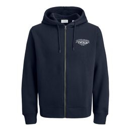 Jack & Jones Kapuzensweatjacke JACK & JONES "JJMAKOTO SWEAT ZIP HOOD", Herren, Gr. L, sky captain, angeraute Sweatware, Obermaterial: 80% Baumwolle, 20% Polyester, Modisch, regular fit, Sweatjacken