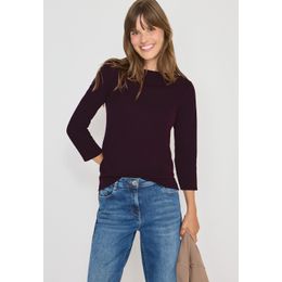 3/4-Arm-Shirt Cecil, Damen, Gr. M (40), eggplant rot, Jersey, Obermaterial: 100% Baumwolle, unifarben, regular fit hüftbedeckend, U-Boot-Ausschnitt, Shirts, mit U-Boot-Ausschnitt