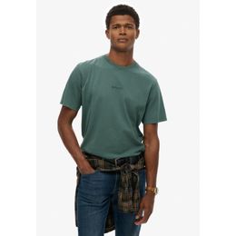 Rundhalsshirt Superdry "MICRO LOGO T SHIRT", Herren, Gr. L, stormy grün, Shirts