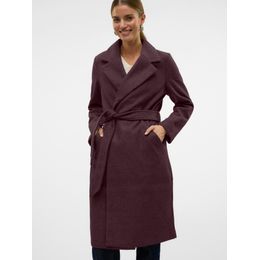 Véro Moda Langmantel VERO MODA "VMFORTUNEAYA SS23 LONG COAT NOOS", Damen, Gr. S, winetasting detail:melange, Web, Obermaterial: 100% Polyester, meliert, knieumspielend, V-Ausschnitt, Mäntel