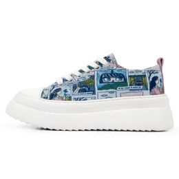 Sneaker DOGO "Freya Low-Top Sneaker Already Lost Damen Sneaker", Damen, Gr. 37, Normalschaft, blau, Textil, Schuhe Sneaker, Handgefertigt