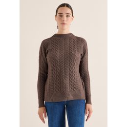 Cecil Damen Strickpullovermushroom taupe melange, Gr. M, unifarben, Web, 37% Baumwolle, 34% Polyacryl, 26% Polyester, 3% Elasthan, Pullover,