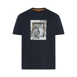 T-Shirt BOSS Orange "Te lupo", Herren, Gr. 3XL, dunkelblau404, Single Jersey, Obermaterial: 100% Baumwolle, unifarben, regular fit normal, Rundhals, Shirts, runder Ausschnitt, regular fit, Fotodruck