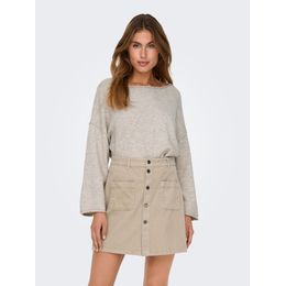 Jacqueline de Yong Strickpullover JDY "JDYRUE LIFE L/S BOAT NECK PULL KNT NOOS", Damen, Gr. L, grau (chateau gray detail:melange), Strick, Obermaterial: 51% Polyester, 46% Polyacryl, 3% Elasthan, meliert, U-Boot-Ausschnitt, Rollsaum, Pullover