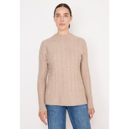 Strickpullover Cecil, Damen, Gr. L (42), sandalwood beige melange, Web, 37% Baumwolle, 34% Polyacryl, 26% Polyester, 3% Elasthan, unifarben, normal normal, Rundhals, Strickb&uuml;ndchen, Pullover Strickpullover, Grobstrick