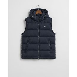 Steppweste Gant "ACTIVE CLOUD", Herren, Gr. L, evening blau, Web, Obermaterial: 100% Polyester. Futter: 100% Polyamid. Wattierung: 100% Polyester, regular fit hüftlang, Westen, mit abnehmbarer Kapuze regular fit, 2-Wege-Reißverschluss