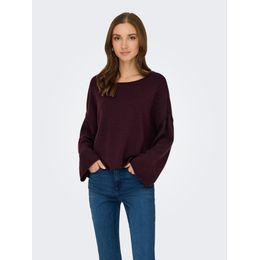 Jacqueline de Yong Strickpullover JDY "JDYRUE LIFE L/S BOAT NECK PULL KNT NOOS", Damen, Gr. L, maroon banner detail:melange, Strick, Obermaterial: 51% Polyester, 46% Polyacryl, 3% Elasthan, meliert, U-Boot-Ausschnitt, Rollsaum, Pullover