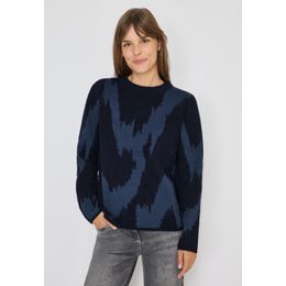 Strickpullover Cecil, Damen, Gr. L (42), urban dunkelblau, Stoff, 65% Polyester, 35% Baumwolle, unifarben, comfort fit normal, Rundhals, normaler Saum, Pullover, mit grafischem Muster