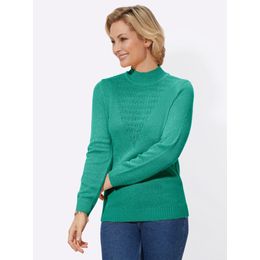 Stehkragenpullover Classic Basics "Pullover", Damen, Gr. 38, blaugrün, 100% Polyacryl, unifarben, Pullover