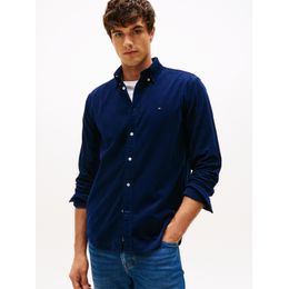 Langarmhemd Tommy Hilfiger "SOLID CORDUROY SHIRT", Herren, Gr. L, N-Gr, imperial navy, Web, Obermaterial: 100% Baumwolle, unifarben, regular fit normal, Rundhals, eingesetzt 1-Knopf-Manschette, Hemden, Regular fit Cordhemd
