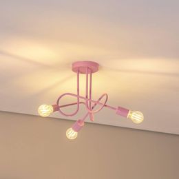Helam Deckenleuchte Oxford, hellrosa, Ø 44 cm, Metall, 3-flammig