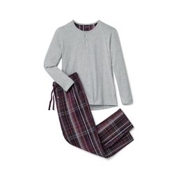 Tchibo - Pyjama mit gewebter Hose - Herren - Gr. S - grau/kariert