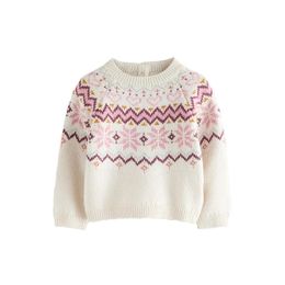 next Pullover 'Christmas Fairisle' M&auml;dchen Gr&ouml;&szlig;e 80 ecru / curry / cyclam / rosa