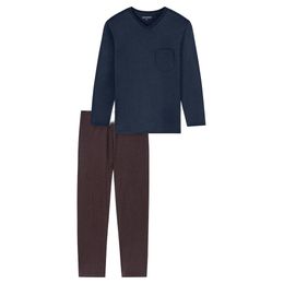 Schiesser Pyjama ' Comfort Essentials ' Herren Gr&ouml;&szlig;e M/L dunkelblau / dunkelrot