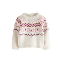 next Pullover 'Christmas Fairisle' M&auml;dchen Gr&ouml;&szlig;e 110 ecru / curry / cyclam / rosa