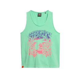 Superdry Top Damen Größe L royalblau / hellgrün / rosa