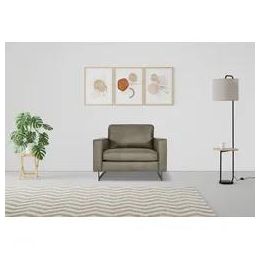 Loveseat Places of Style "Pinto 105 cm, Cord, Chenille, Lederoptik", grau (taupe), B:105cm H:85cm T:97cm, Kunstleder (65% Polyester, 35% Lederfasern);Cord (92% Polyester, 8% Polyamide), Sessel, mit Keder, Metallfüßen und auch in Cord Bezug erhältlich