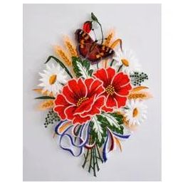 Fensterbild Stickereien Plauen "Herbstblumenstrauß" Gr. 1, bunt, B:18cm H:34cm, Polyester, Fensterbilder