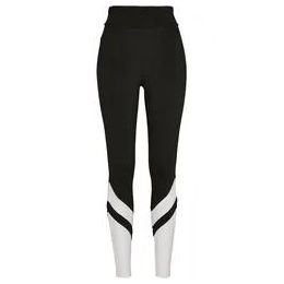 Leggings Urban Classics "Urban Classics Damen Ladies Arrow High Waist Leggings", Damen, Gr. 4XL, US-Größen, schwarz-weiß (schwarz, weiß), 77% Polyester, 23% Elasthan, slim fit, Hosen