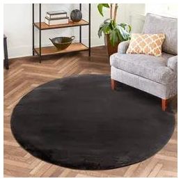 Hochflor-Teppich Carpet City "TOPIA400", grau (anthrazit), H:21mm Ø:160cm, Obermaterial: 100% Polyester, Teppiche, besonders weich und kuschelig durch Polyester, Uni-Farben