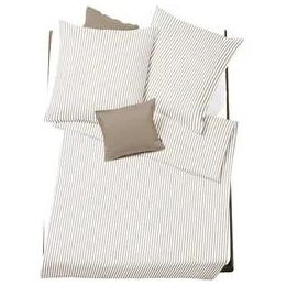 Bettwäsche Fleuresse "Rio", beige (crema), B/L: 135cm x 200cm, 1 Stk., 1 Stk., Seersucker, B/L: 80cm x 80cm, 2 Stk., Seersucker, Obermaterial: 100% Baumwolle, Bettwäsche, Feine buntgewebte Seersucker-Bettwäsche mit Reißverschluss