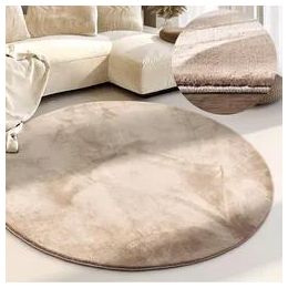 Villeroy & Boch Teppich VILLEROY & BOCH "Leon", beige (creme), H:15mm Ø:200cm, Polyester, Teppiche, Langflor, Shaggy, einfarbig, flauschig, weich, glänzend, modern, uni