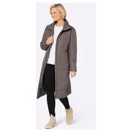 Steppmantel Classic Basics, Damen, Gr. 38, grau (dunkeltaupe), 100% Polyester, Wattierung:100% Polyester, unifarben, unifarben mit Farbeinsatz, unifarben mit Farbeinsätzen, Mäntel