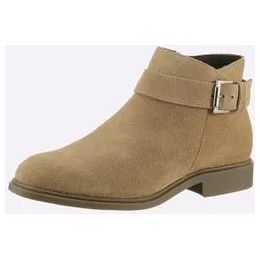 Stiefelette Heine, Damen, Gr. 39, beige, Leder, Rindsleder, Veloursleder, Schuhe