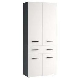 Hochschrank Inosign "Skara", grau (anthrazit, weiß), B:76cm H:180cm T:35cm, Spanplatte, Schränke, mit drei variablen Einlegeböden