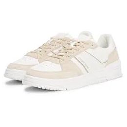 Sneaker Tommy Jeans "TJM CUPSOLE PODS", Herren, Gr. 41, weiß (weiß, beige), Veloursleder, Nappaleder, sportlich, Schuhe, Freizeitschuh, Halbschuh, Schnürschuh mit weichem Schaftrand