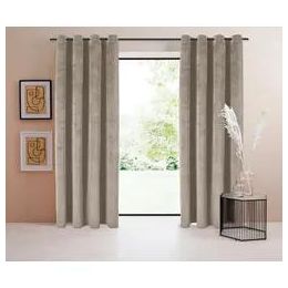 Vorhang "Samt Ladina" Gr. 1, beige (sand beige), B:140cm H:145cm, Polyester, Recyceltes Material, LeGer Home by Lena Gercke, Gardinen, blickdichter Vorhang, Samt Vorhang